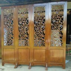 Jual sketsel partisi ruangan estetik kayu jati dan rotan minimalis ...