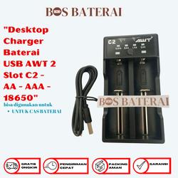 Jual Desktop Charger Baterai USB AWT 2 Slot C2 - AA - AAA - 18650 ...