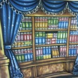 Jual BACKGROUND BACKDROP LATAR WISUDA RAK BUKU PERPUSTAKAAN SEKOLAH ...