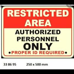 Jual STICKER Restricted area authorized personnel only 40x30cm ...