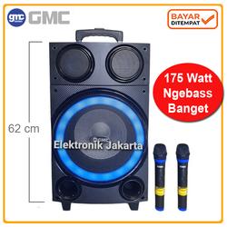 Jual Speaker Karaoke Bluetooth Portable Besar GMC 897 L + Bonus 2 Mic ...