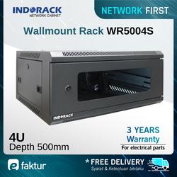 Promo WR5004S Wallmount Rack 4U INDORACK Depth 500mm Glass Door Rak ...