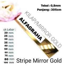 Jual LIST PLAT STRIP MIRROR GOLD 305 CM X 100mm X 0,8MM STAINLESS ...