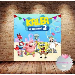 Jual Custom Backdrop Banner Spanduk Happy Birthday SpongeBob Patrick ...