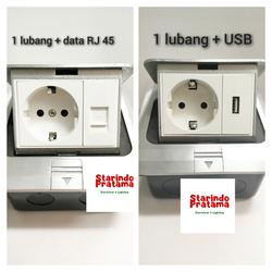 Jual Stop Kontak Tanam / Power Socket Full Metal 2 Lubang & 2 USB Type ...