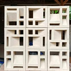 Jual Roster Beton/Roster Minimalis Motif Bulat Horizon (2 Muka) - Abu ...