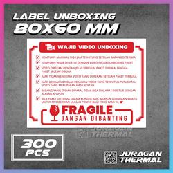 Promo Label Sticker FRAGILE Wajib Video Unboxing Stiker 80x50 isi 300 ...