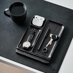 Jual Skandif Black Valet Tray Premium Teak Wood Desk Organizer Kayu ...