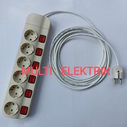 Jual stop kontak uticon 4 6 lubang saklar tersendiri kabel 2 3 5 7 10 meter - 3 lubang hitam ...