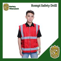 Jual rompi drill merah / rompi proyek drill / rompi safety merah + logo ...