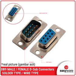 Jual Konektor DB9 DB 9 Connector Male Female Socket Adapter RS232 ...