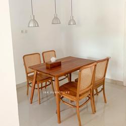 Promo Meja makan set 4 kursi rotan kayu jati - sesuai gambar, 120 x 80 cm - Kab. Jepara - Ratu ...