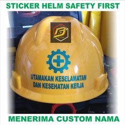 Jual stiker helm proyek safety first / cutting sticker helm safety ...