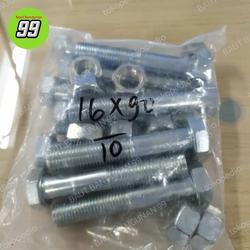 Jual m10x40mm baut mur galvanis / hex bolt nut m10x40 full drat ...