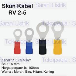 Jual Terminal Kabel Skun Sekun Ring O Bulat RV1.25-4 RV2-4 RV3.5-5 RV5.5-6 - RV1.25-4, Hitam ...