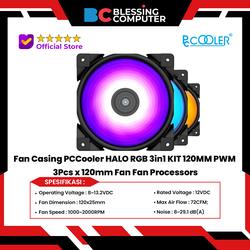 Jual PCCooler Halo RGB 3-in-1 Kit (3Pcs x 120mm Fan) / Fan Casing 12CM ...