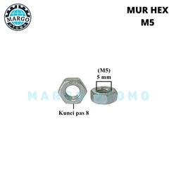 Jual M5 x 0.80 Mur Besi Galvanis Putih Nut Only Hexagon 5 mm isi 100 ...