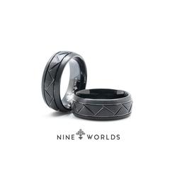 Promo Nine Worlds Ring cincin TUNGSTEN CERAMIC 18K CARBON LUME Pria ...