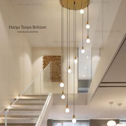 Jual Lampu gantung void tangga 10lampu fiting e27 body gold 10in1 minimalis - Jakarta Pusat ...