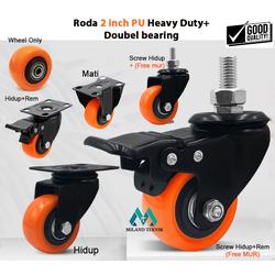 Promo RODA TROLI 2" INCH HEAVY DUTY ORANGE PU PVC + BEARING - RODA ...