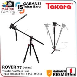 Promo Takara ROVER 77 Paket 3 Traveller Fluid Head Video Tripod Monopod ...