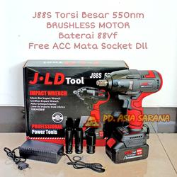 Jual JLD Mesin bor impact baterai torsi besar 88VF impact wrench brushless - hitam 1 baterai ...