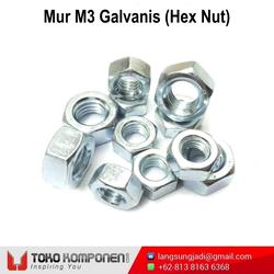 Jual M3 x 0.50 Mur Besi Galvanis Putih Nut Only Hexagon 3 mm isi 100 ...