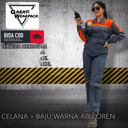 Jual wearpack safety Setelan/pakaian kerja/ APD K3 safety first/Abu ...