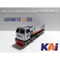 Jual 3D Papercraft Kereta Api Indonesia Lokomotif CC 206 Pola Kertas ...