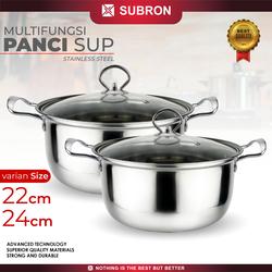 Promo SUBRON Soup Pot 24cm Panci Sup Stainless Tutup Kaca - Kab ...