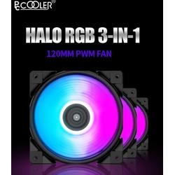 Jual PCCooler Halo RGB 3-in-1 Kit (3Pcs x 120mm Fan) / Fan Casing 12CM ...