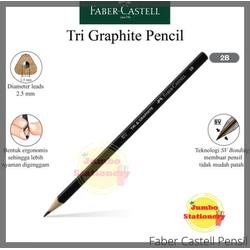 Promo FABER CASTELL TRIANGULAR PENCIL 2B GRAPHITE TRI BLACK PENSIL KAYU ...