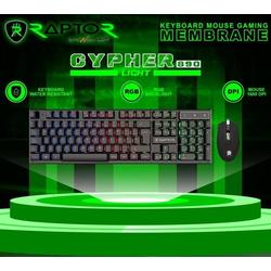 Jual Keyboard Mouse Combo Gaming Wired RAINBOW RGB Light RAPTOR Cypher ...