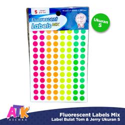 Jual Sticker Label Bulat Warna/ Fluorescent Labels Mix Tom & Jerry ...