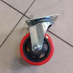 Jual Roda Troli Pu Merah Double Bearing Medium Duty 4 inch Rem ...
