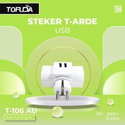 Jual TOFUDA T-106 Steker T arde + 2 USB multifungsi kuningan stop ...
