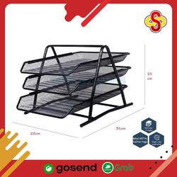 Jual Document Tray Desk Storage Rak Kertas File Dokumen 3 Susun Jaring ...