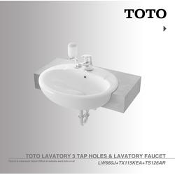 Promo TOTO Hayon Wall Hung Lavatory 3 Tap Holes / Wastafel LW252J ...