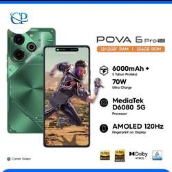 Promo TECNO POVA 6 Pro 5G - 12+12GB*+256GB, Mediatek Dimensity 6080 5G Processor, 70W Ultra ...