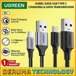 Jual Kabel Data USB Type C UGREEN For Samsung,Oppo,Vivo Fast Charging 3A - 60128 NYLON 2M ...