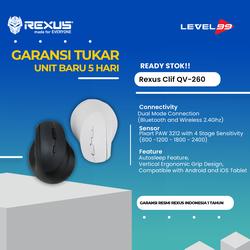 Jual Rexus Clif QV-260 QV260 Vertical Gaming Mouse Wireless Dual-Mode ...