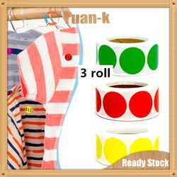 Jual 3 roll Sticker Label Dot Stiker Bulat Stiker Warna Sticker Dot ...