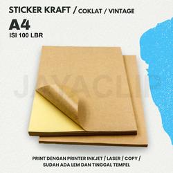 Jual [A4 LABEL/PRINT] KERTAS STIKER / STICKER KRAFT / COKLAT - ISI 50 ...