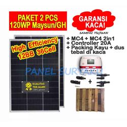 Jual Paket 2pcs Solar Panel Surya 120wp Mono + SCC 20A & Packing Kayu ...