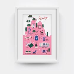 Jual Poster Peta Map Minimalis Kota Los Angeles United States America ...