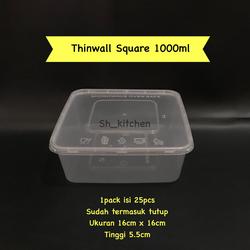 Jual Thinwall 1000ml Square food container kotak makan plastik isi 25pcs - Kota Palembang ...