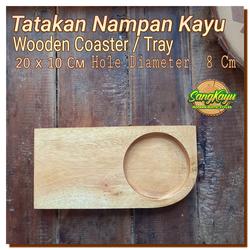 Jual Wooden Coasters tray 10 x 20 cm tatakan cangkir gelas kopi nampan ...