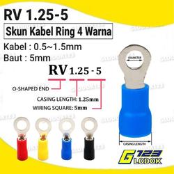 Jual Terminal Kabel Sekun Skun Ring O Bulat Cable Lug Isolasi RV 1.25-5 - RV 1.25-5 Hitam ...