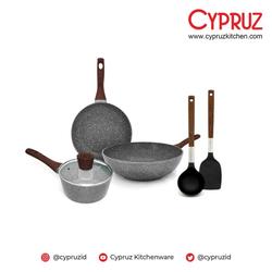 Promo Cypruz Cookware Set Grey Marble Convenienc Panci Set Anti Lengket ...