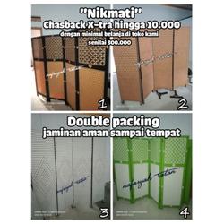 Promo Sketsel Partisi pembatas ruangan portable rotan sintetis 3 daun ...
